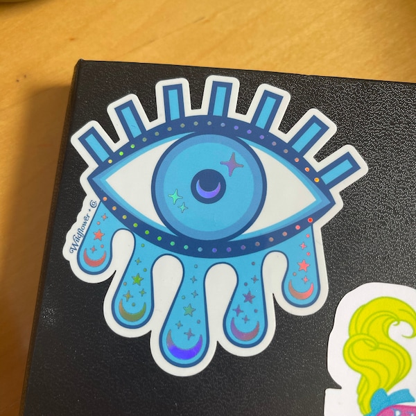Cosmic Evil Eye Sticker - Holographic Vinyl | Aesthetic Stickers ...