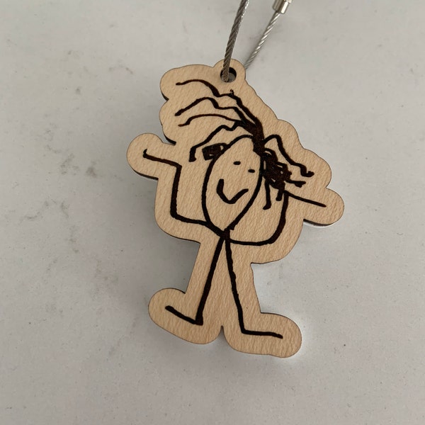 Custom Kids Drawing Keychain | Key Ring | Children Art - Etsy
