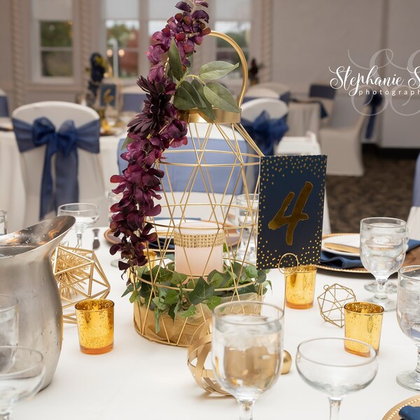 Blue Table Numbers Navy Gold Tent Wedding Reception Number Cards ...