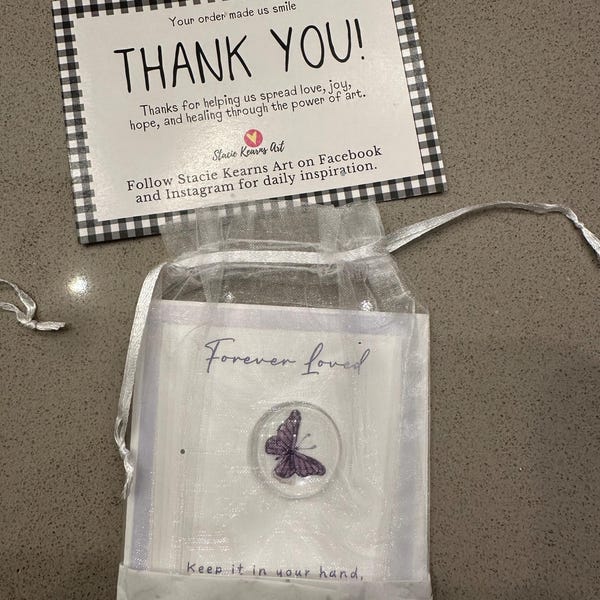 Butterfly Miscarriage Memorial Glass Gem - Pocket Token, Sympathy Gift ...