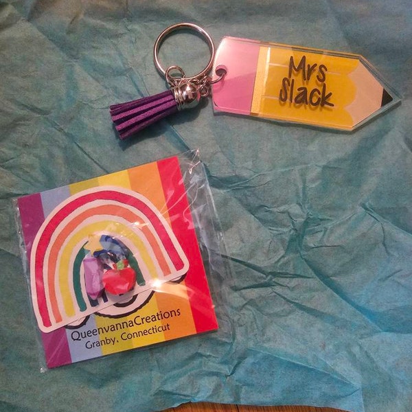 Personalized Pencil Keychain, Teacher Name School Appreciation Gift ...