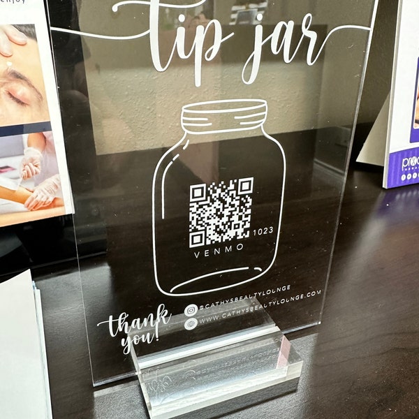 Virtual Tip Jar — QR Code Custom Acrylic Tip Display, Minimalistic ...