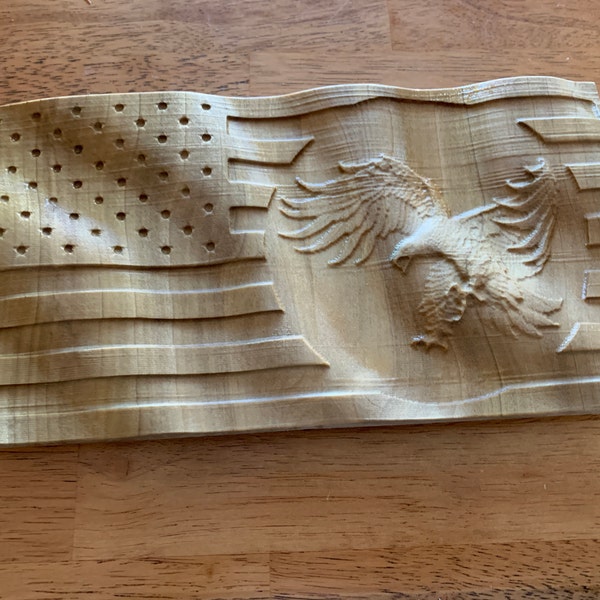 CNC Stl 3D Wavy American Eagle Flag. Beautiful, Highly Detailed and ...
