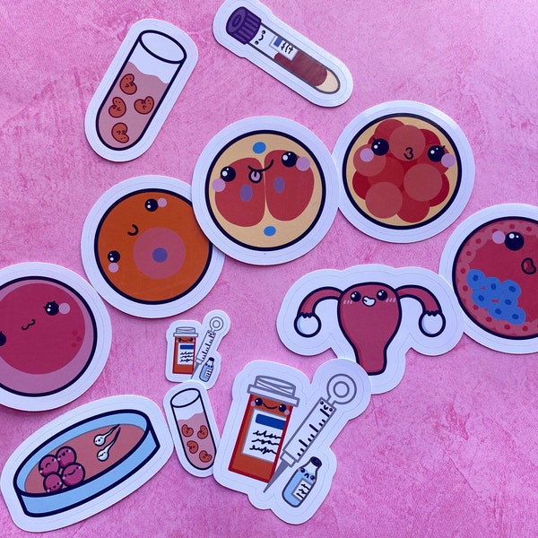 Cute IVF Fertility Sticker Set ~ Science Kawaii In-vitro Fertilization ...
