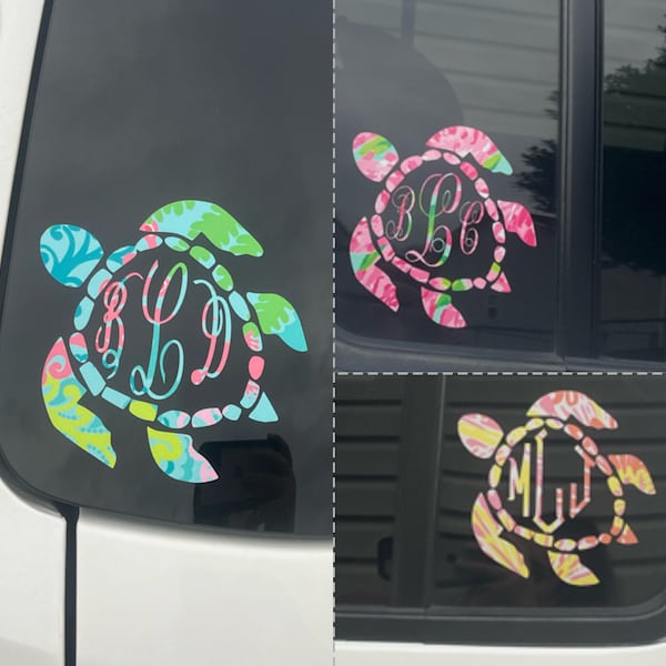 Car Decal Sea Turtle / Sea Turtle Monogram Decals / Yeti Decals ...