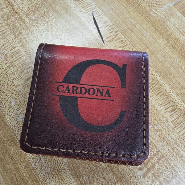 Personalized Leather Square Business Card Holder 2.5x2.5 in Custom ...