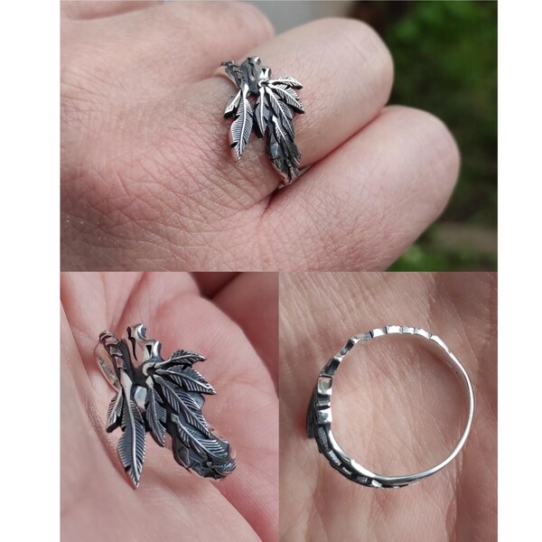 Oak Leaves and Acorns Sterling Silver Ring, Elven Oak Ring, Statement ...