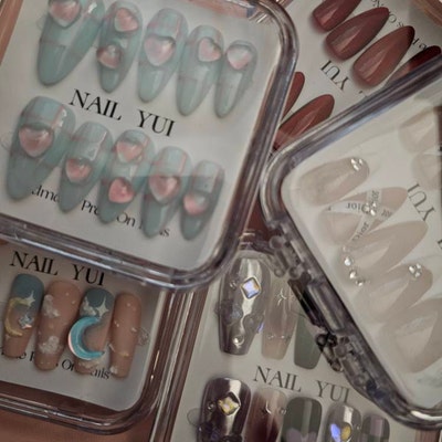 Handmade Y2K Gilding Silver Metallic Chain Green Jade Ombre Glitter ...