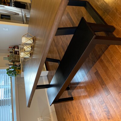 Tavern Farmhouse Bench, Rustic Solid Wood Bench / Stained All Black ...