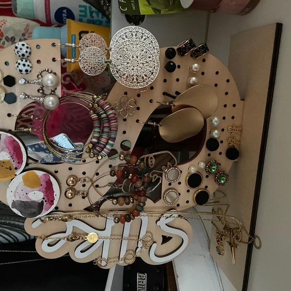 Personalized Earring Holder - Custom Earring Display, Wood Jewelry ...