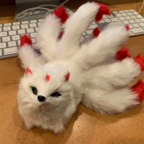 4 Handmade Faux Fur White Fox Spirit 4.5in Soft Realistic Animal ...
