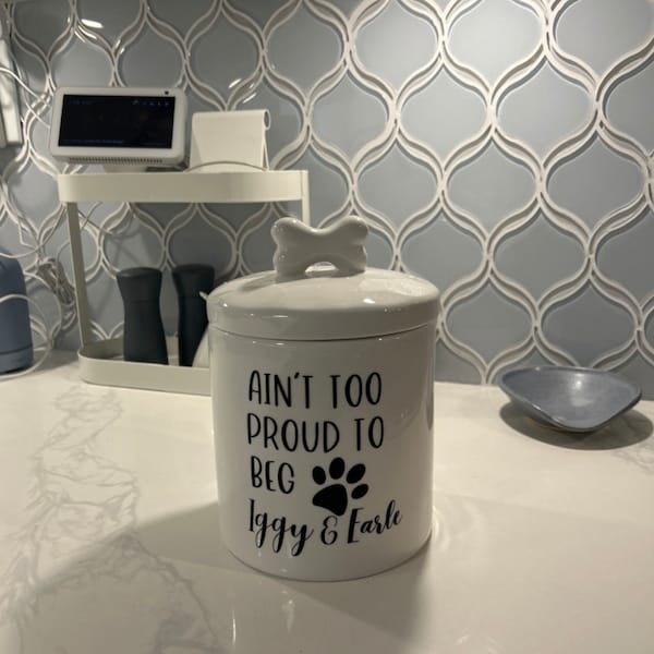 Personalized Dog Treat Jar Decal: Ain't Too Proud to Beg - Etsy