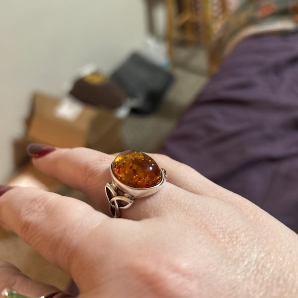 Honey Natural Baltic Amber Ring, Natural Amber Jewelry, Sterling Silver ...