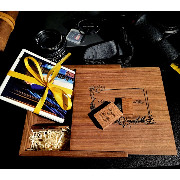 Personalised Walnut Wooden Presentation Box Photo Album for 6x4 Prints ...
