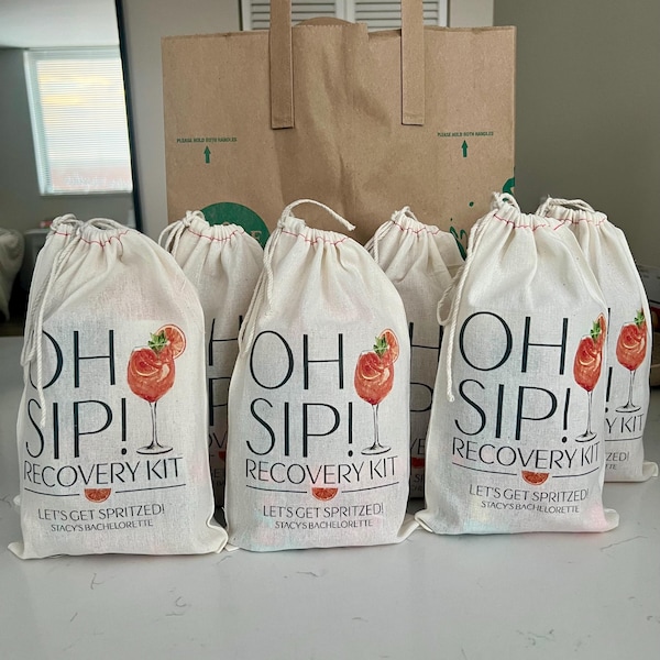 Aperol Spritz Favors - Oh Sip Recovery Kit Bags - Wedding Cocktail ...