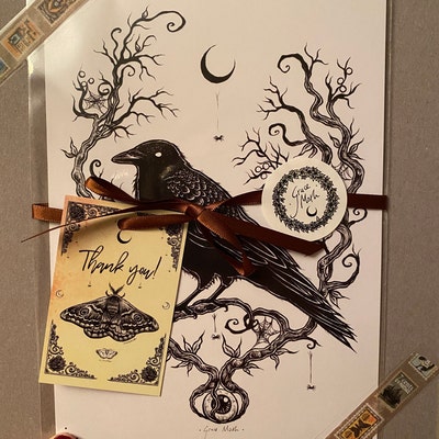 Crow Guardian A5 Art Print by Grace Moth 5.8 X 8.3 - Etsy