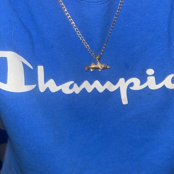 14k Gold Vermeil Redfish V.2 Necklace, Redfish in Action Charm, Red ...