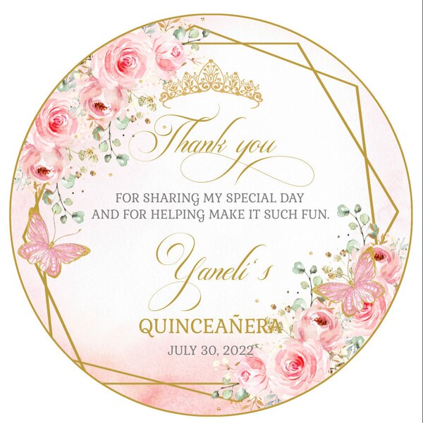 EDITABLE Charger Plate Insert, Quinceanera, Blush Pink Floral, Butterfly, Mis Quince Anos, 15th ...