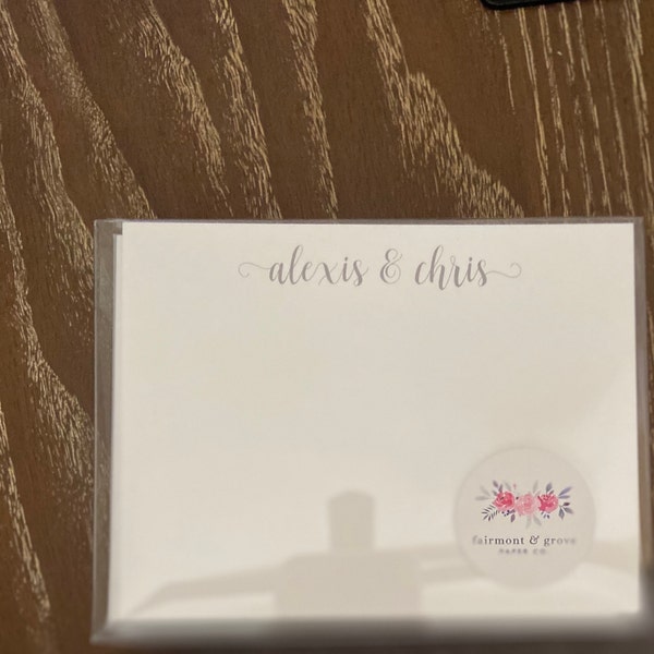 Personalized Note Cards & Envelope Set, Custom Stationery With Name in ...