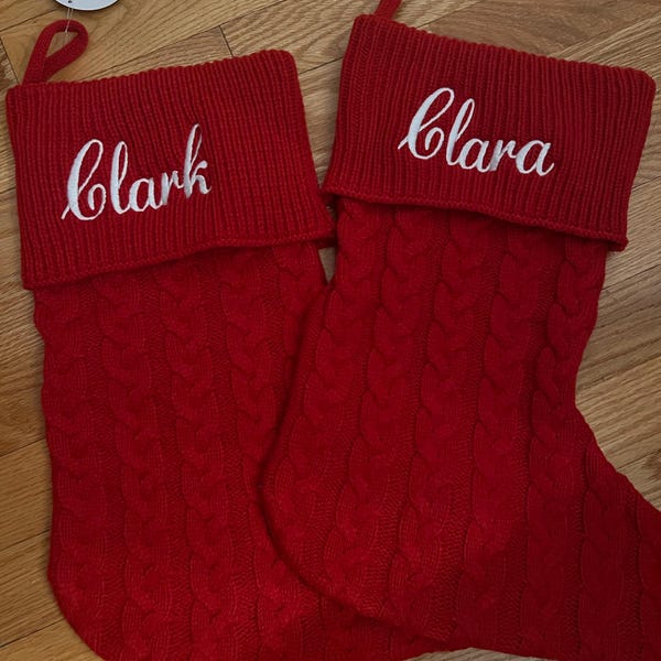 Knit Stocking, Cable Knit Monogram Stocking, Monogram Christmas ...