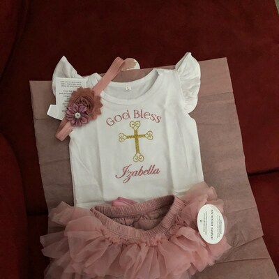 Baby Girl Baptism Outfit in Rose Gold & Gold Baby Dedication Outfit ...
