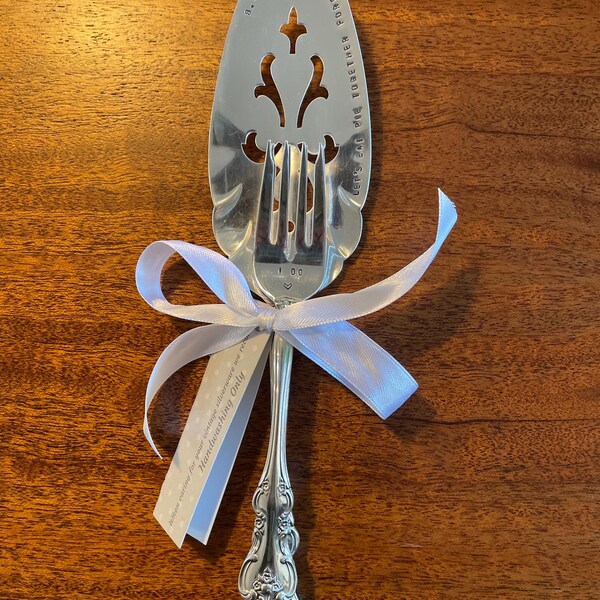 Hand Stamped Wedding Pie Server and Dessert Forks - Let's Eat Pie ...