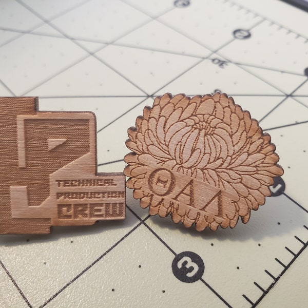 Personalized Custom Wooden Laser Engrave Lapel Pins Custom Pin Hero ...