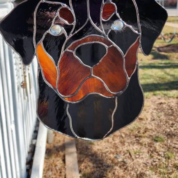 Rottweiler Stained Glass Pattern Digital Download Pet Portrait Glass ...