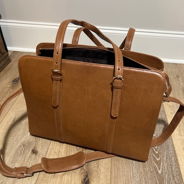 Large Leather Briefcase for Attorney - Fits Laptops up to 17" & Legal ...