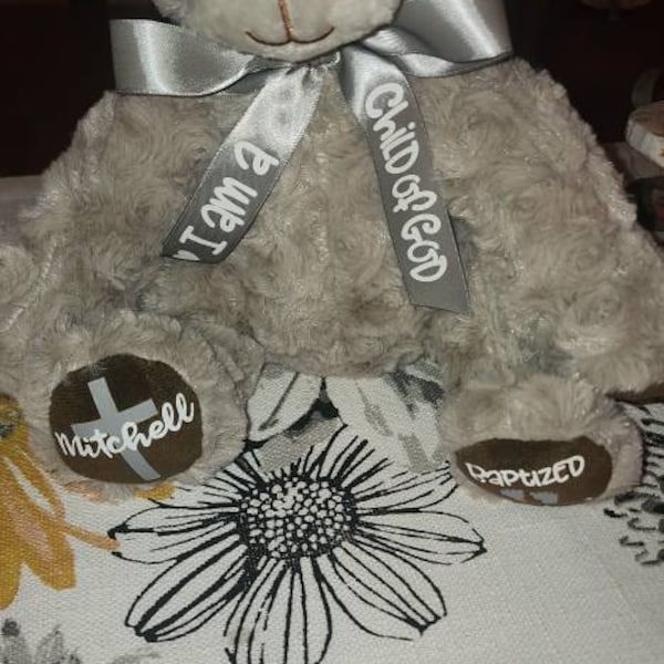 BAPTISM Teddy Bear, Personalized Baptism Stuffed Animal, Custom Baptism ...