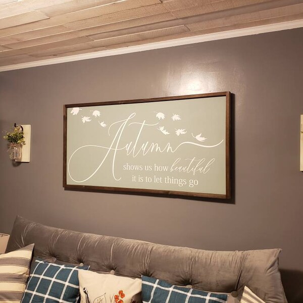 Framed Fall Wood Sign, Autumn Quote Wall Decor - Etsy