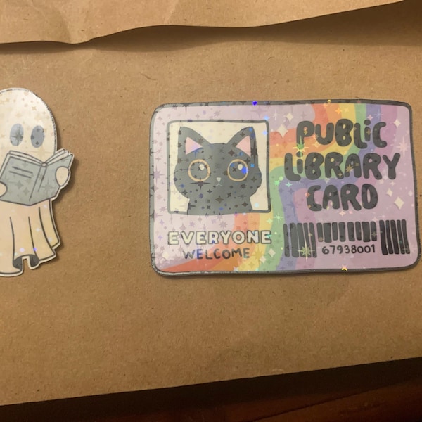 Public Library Card Sticker, Everyone Welcome Sticker, Funny Cartoon ...