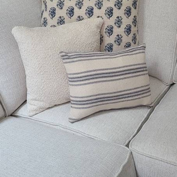 Vintage Grain Sack Style Blue Ticking Stripes, Country Rustic Farmhouse ...