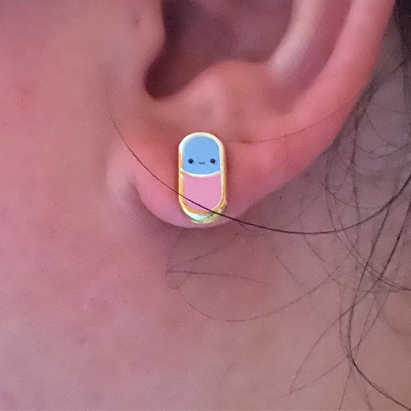 Happy Pill Earrings - Pill Earring Stud Pharmacist Earrings Doctor ...