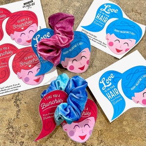 Scrunchie Valentine Printable Kids Valentine, School Valentine, Girl ...