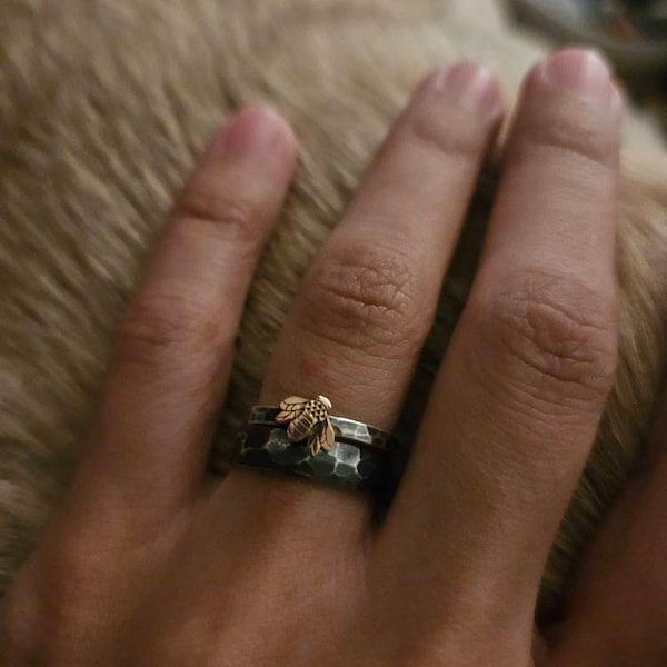 Band Tree Ring Nature Inspired Band Oak Leaf Ring Acorns Band Embossed ...