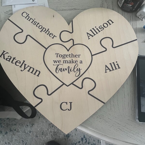 Puzzle Design Heart Family Sign - Family Name Sign - Blended Family ...
