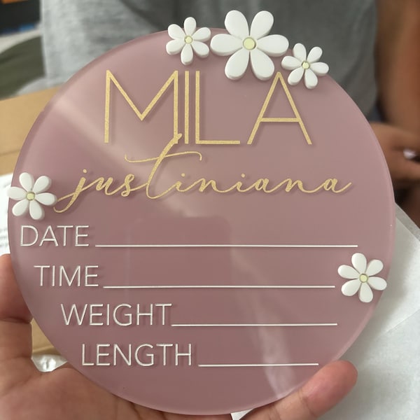 Acrylic Newborn Baby Birth Announcement Sign Newborn Baby Stat Sign ...