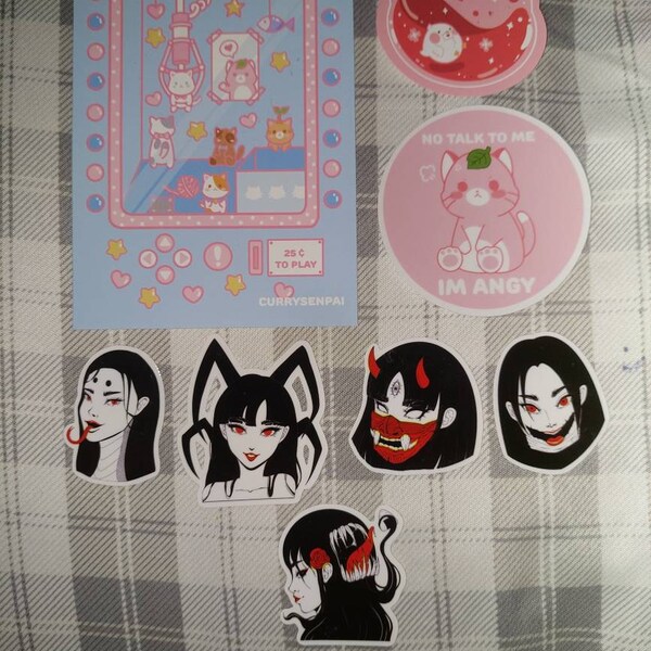 Demon Girls Sticker, Kuchisake, Oni Girl Sticker, Japanese Monsters ...