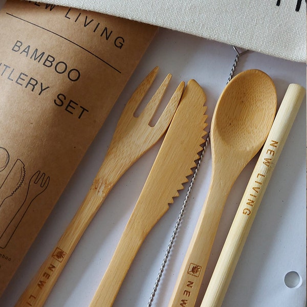 Bamboo Cutlery Set With Carry Case - Etsy