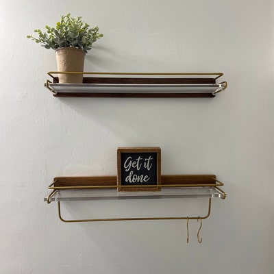 Black Walnut Shelf, Bathroom Storage Rack, Solid Wood Towel Rack ...