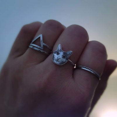 Custom Pet Portrait Ring Your Pet Ring Personalized Pet Ring Cat ...