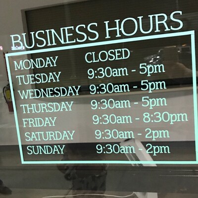 Business Hours Window Decal, Custom Business Hours Stickers for Indoor ...