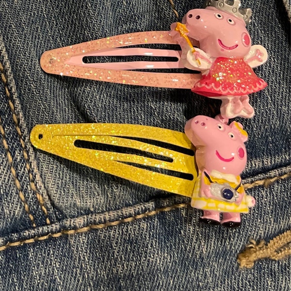 Peppa Pig Hair Clips, Baby Hair Clips, Baby Hair Bows, Toddler Hair ...