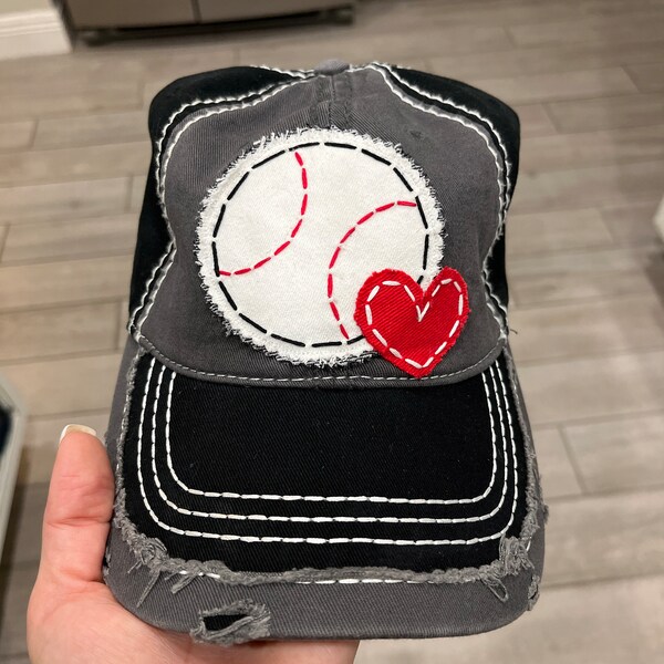 NO BLING Baseball Love Distressed Baseball Patch Hat - Personalized ...