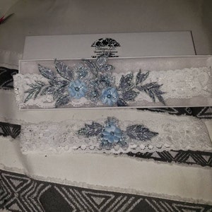 Luxury Garter Set/wedding Garter Set, Ivory Stretch Lace Garter ...