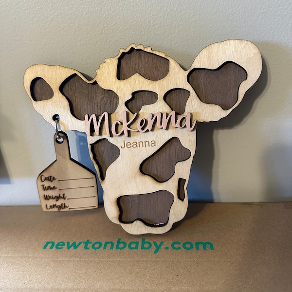 Cow Tag Baby Milestones, Baby Shower Gift, Baby Boy, Birth Announcement ...