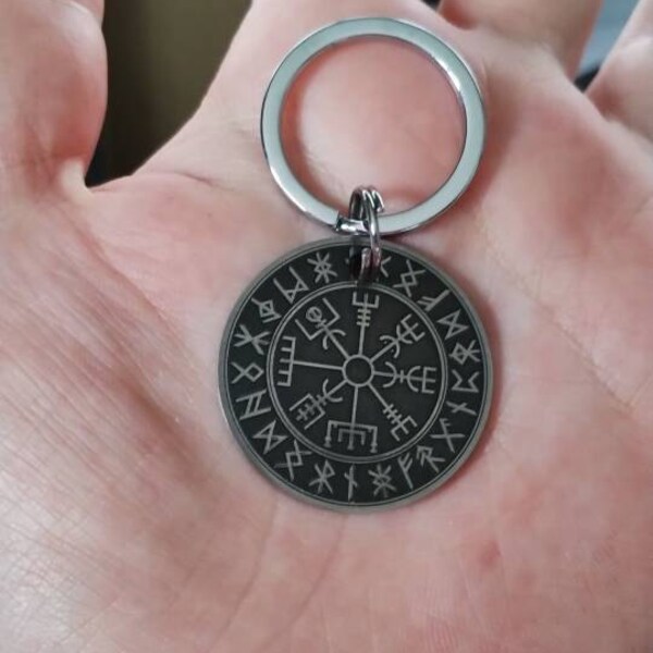 Nordic Viking Dog Tag, Norse Viking Runes Keyring, Tribal Celtic Aztec ...