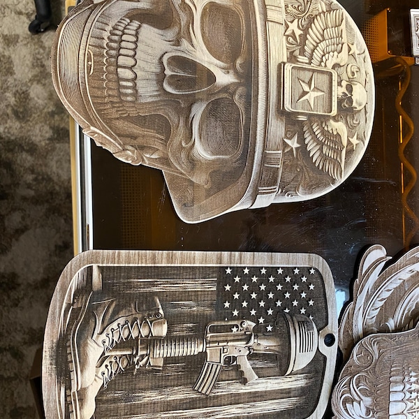Detailed Military Skull With Helmet - 3D Illusion Laser Engraving File ...