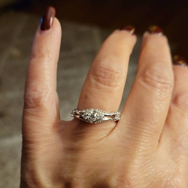 Estate Sterling Silver 925 Cz .50ct Diamond Princess Round Cut Stone ...